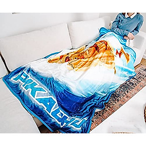 Northwest Pokemon Pikachu Bolt Oversized Silk Touch Sherpa Throw Blanket, 60" x 80"