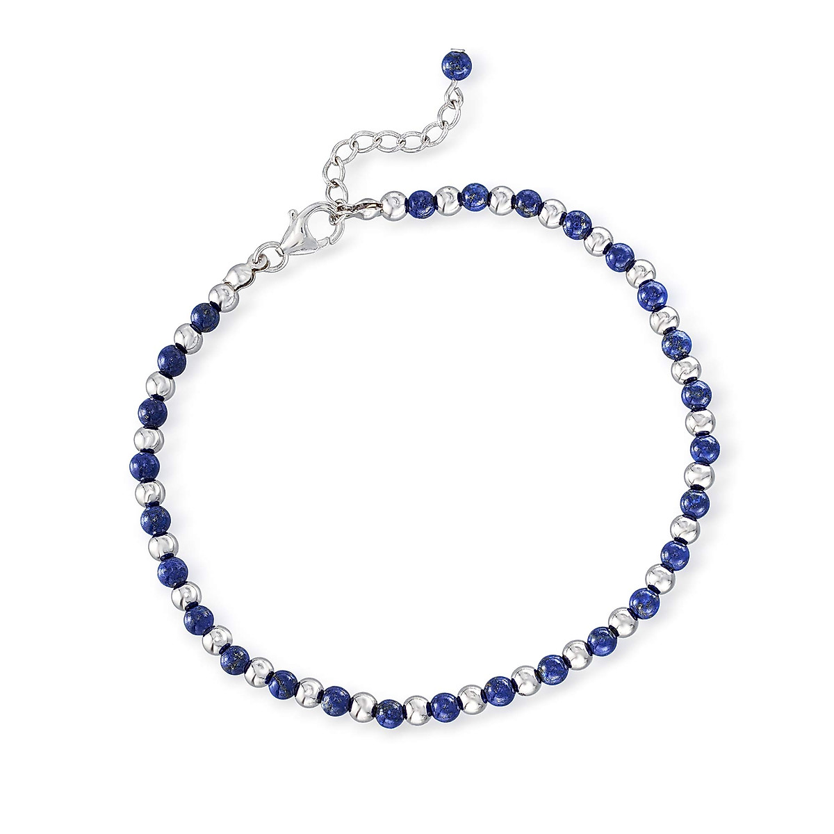Ross-Simons Lapis Bead Jewelry Set: 2 Charm Anklets in Sterling Silver. 9 inches