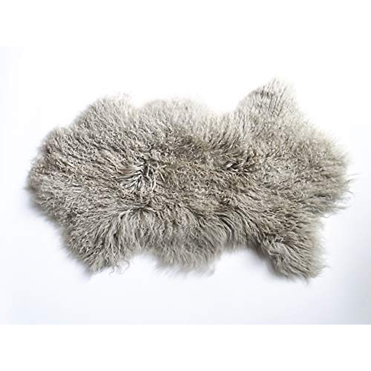February Snow Deluxe Home Decorative Curly Fur Soft Plush 100% Real Genuine Mongolian (Tibetan) Lamb Wool Rug/Carpet/ (Grey)