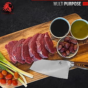 Cleaver Knife 7 Inch Stainless Steel - Professional Chef Knife With Pakka Wood Full Tang Handle, Heavy Duty Blade For Home Kitchen And Restaurant