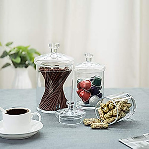 MyGift Decorative Clear Glass Cylinder Apothecary Storage Jars with Lids, Set of 3