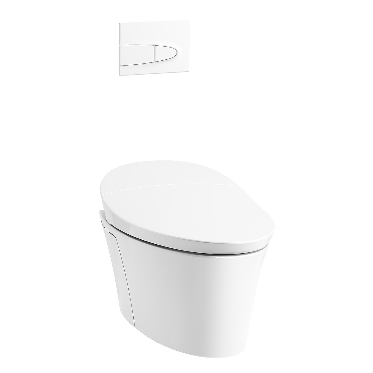 KOHLER 5402-0 Veil Smart Toilet with Auto Open & Close, One-Piece Wall-Hung Elongated Intelligent Bidet Toilet with Heated Seat and Dual-Flush, White