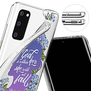 Cavka Phone Case Compatible with Samsung Galaxy A73 A72 5G A71 A54 A52 A42 A34 A32 A14 A11 Print Hydrangea Flowers. Quote Flexible Bible Verse Slim God is within her she will not fall Psalm 46:5