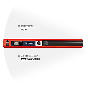 HUIOP Document Scanner,Portable Handheld Wand Wireless Scanner A4 Size 900DPI JPG/PDF Formate LCD Display with Protecting Bag and 8GB TF Card for Business Document Reciepts Books Images