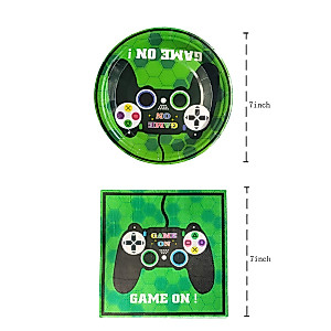 Video Games Party Tableware Supplies Set Including 20 pcs Plates, Table Cover and 20 pcs Napkins, Video Games Theme Party Baby Shower Birthday Decorations