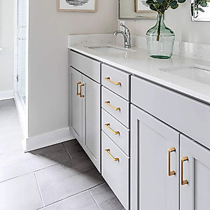 Goo-Ki Brushed Brass Zinc Alloy Cabinet Handles - 7.56''(192mm) Hole Center Affordable Luxury Cabinet Pull Hardware for Bedroom, Kitchen, 10 Pack