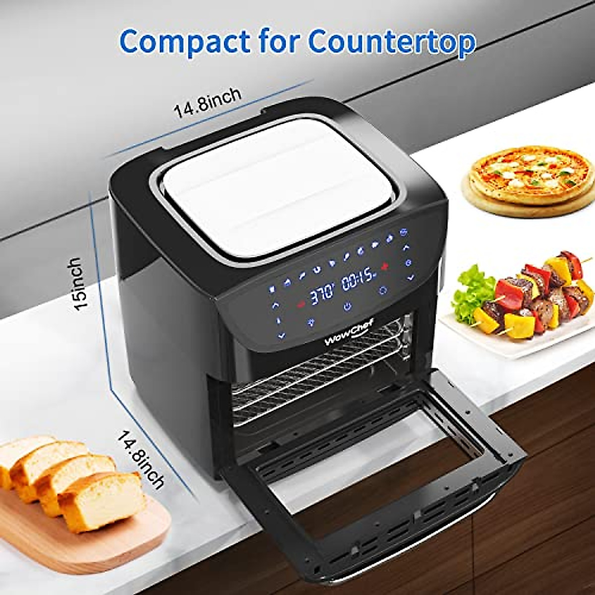 WowChef Air Fryer Oven Large 20 Quart, 10-in-1 Digital Rotisserie Dehydrator Fryers Combo with Racks, XL Capacity Countertop Airfryer Toaster for Family, 9 Accessories with Cookbook, ETL Certified