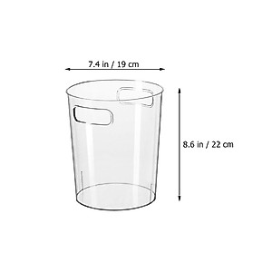 PRETYZOOM Plastic Waste Basket Clear Trash Bin with Handle Small Round Garbage Basket for Bathroom Bedroom Office (22x22x19cm)