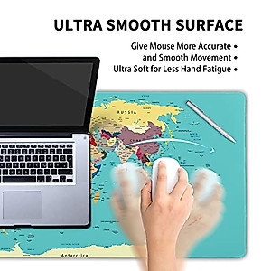 Granbey Extra Large World Map Mouse Pad XXXL Mousepad Gaming Accessories Waterproof Full Desk Cover Mousepad with Stitched Edge for Laptop Computer and PC 35.5" x 16" World Map with Countries