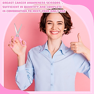 Lasnten 12 Pieces Pink Scissors Breast Cancer Awareness Scissors Ribbon Stainless Steel Scissors Bulk Multipurpose Scissors for Office Home School Sewing Cutting Fabric Craft Supplies
