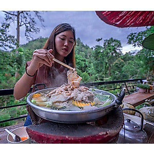 Cozinest Mookata Thai Korean Bbq Smoke Steak Grill Charcoal Pan Pork Hot Pot Aluminium Asian Cookware Style 12" 14" 16" (14 inch (35 cm)