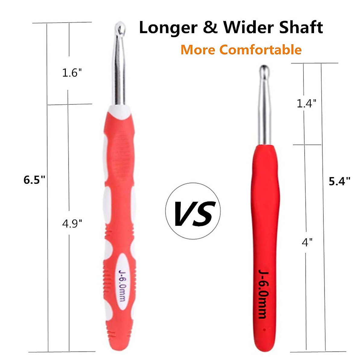 Ergonomic Crochet Hooks with Roll Felt Bag, Crochet Hooks Set for Arthritic Hands, Size from B to J