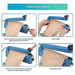Konmee 8 Inches Impulse Commercial Bag Sealers Heat Sealing Machine for Mylar Cereal Plastics Polythene Bags with One Repair Kit