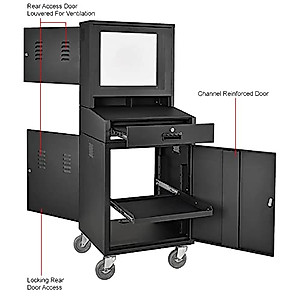 Global Industrial Mobile Security LCD Computer Cabinet Enclosure, Black, 24-1/2"W x 22-1/2"D x 62-3/4"H