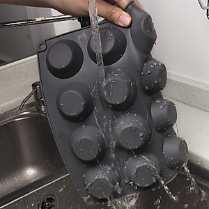 Webake Silicone Cake Mold Set of 2 For Mini Muffin Standard Size Muffin for Peanut Butter Fat Bomb Egg Bites Cupcake Pan