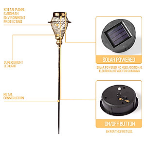 2 Pack Outdoor Solar Lights Pathway Garden Decor Light with Retro Metal Decorative Waterproof Solar-Powered for Pool Party Porch Yard Patio Pond Wedding(pattern1)