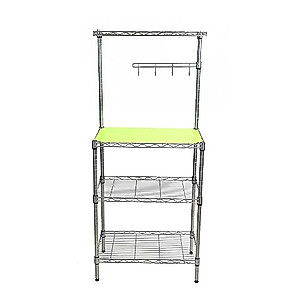 Mind Reader 3 Tier Microwave Shelf Counter Unit with Hooks, Silver