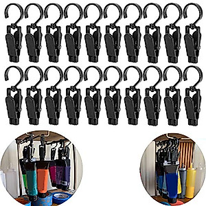 VinBee 20 PCS Super Strong Plastic Home Travel Swivel Hanging Laundry Hooks Clip - 4.3 Inches (Black)