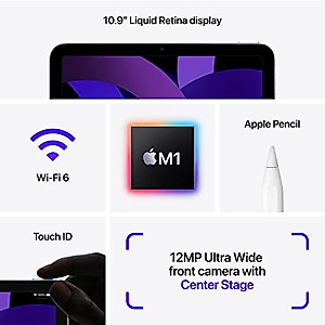 Early 2022 Apple iPad Air (10.9-inch, Wi Fi, 64GB) Purple (Renewed)