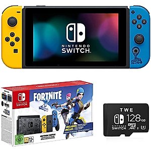 Nintendo Switch Bundle with Carrying Case & SD Card: Nintendo Switch 32GB Console with Neon Red and Blue Joy-Con, 12-Month Individual Membership Online, TWE 128GB Micro SD Card (Renewed)