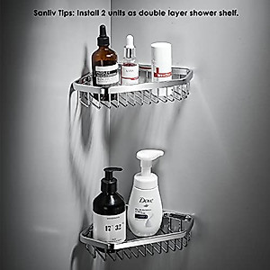 SANLIV Corner Shower Caddy Basket,Shampoo Holder for Shower Wall,Inside Shower Shelf Bathroom Organizer,Solid Brass Material in Polished Chrome