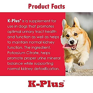 K-Plus Potassium Citrate Plus Cranberry Supplement for Dogs - UTI Remedy Chewable Tablets - Supports Bladder Health - For Every Dog Breed (100 Tabs)