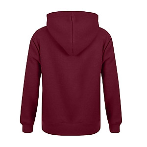 Hoodie For Men Trendy Lightweight Solid Color Long Sleeve Sport Hooded Sweater With Pockets Winter Causal Comfy Warm Padded Pullover Sweatshirts Sudaderas para hombre(B-Wine,L)