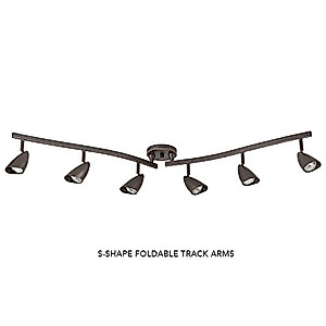 Globe Electric 59376 6-Light Adjustable S-Shape Track Lighting, Bronze Color, Oil Rubbed Finish, Bulbs Included, Track Ceiling Light, Ceiling Light Fixture, Home Improvement, Kitchen, Home Décor