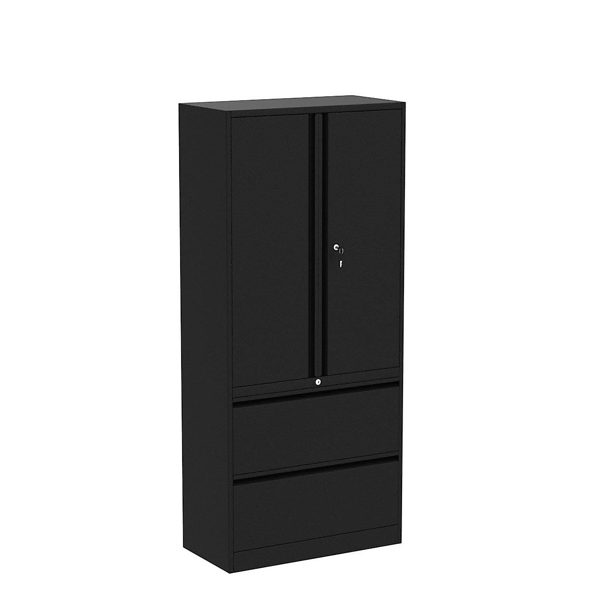 STANI 2 Drawer Lateral File Cabinet, Metal Storage Cabinet with Drawers, Locking File Cabinet with Storage Shelves, Metal Storage Cabinets for Letter/Legal/F4/A4 Size Files (Two Drawer, Black)