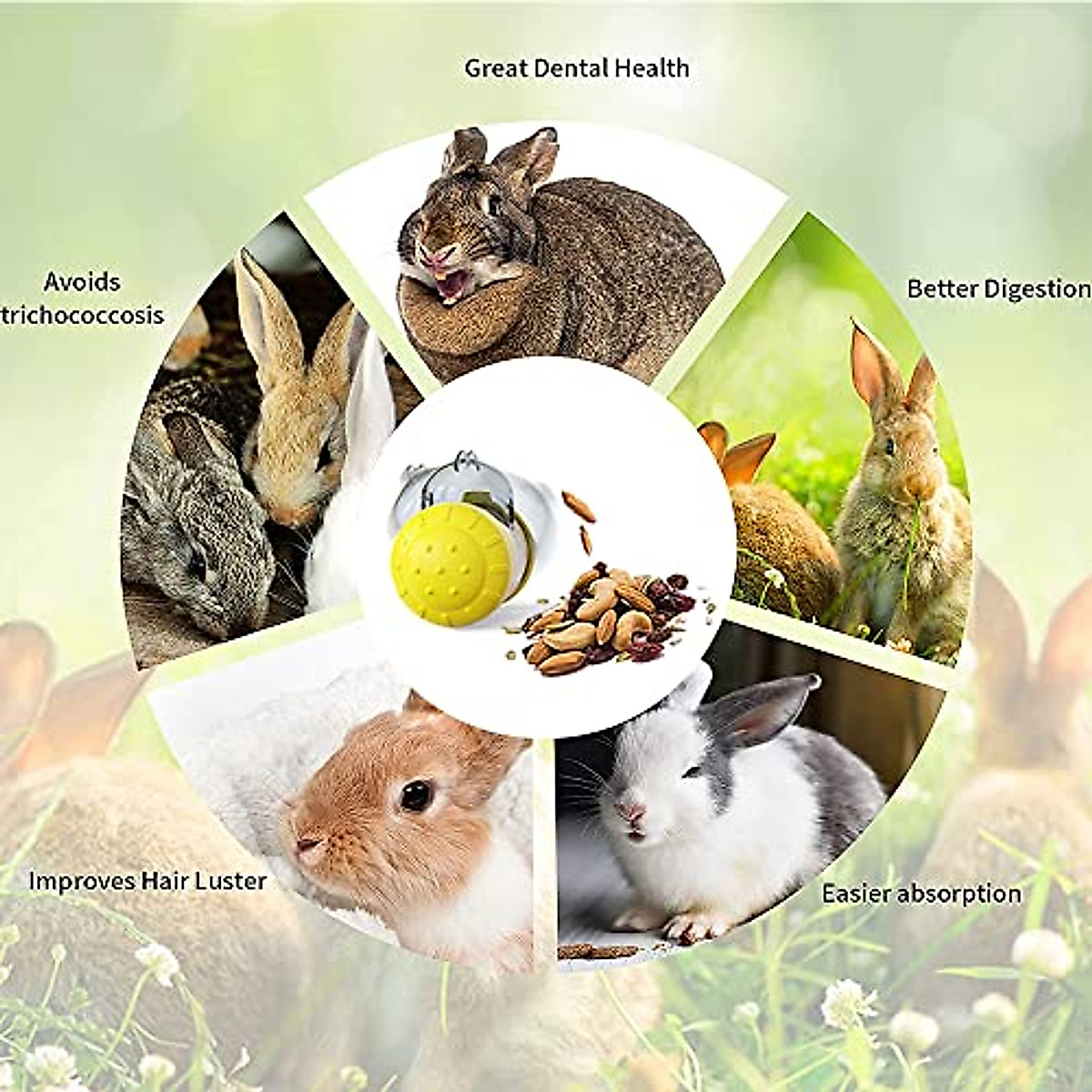 Rabbit Interactive Treat Ball, Guine Pig Interactive Toy and Meal Dispenser, Helps regulate pet gastrointestinal problems, Improve Digestion and Fight Obesity, Can Use with Food or Treats