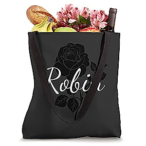 Robin - Custom Black Rose Gray Floral Personalized Tote Bag