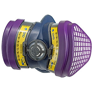 GVS Elipse SPR472 Elipse OV/AG-P100 Dust and Organic/Acid Gas Vapour Half Mask Respirator with Replaceable and Reusable Filters Included Small/Medium