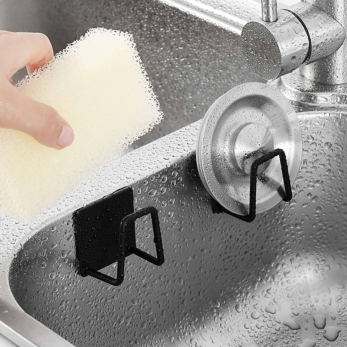 8 Pack Sink Sponge Holder for Kitchen Sink Premium Stainless Steel Rustproof Waterproof Quick Drying Small Strong Adhesive Sponge Holder