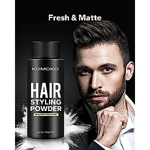 Komoko Hair Styling Powder (0.7 oz), Styling Powder, Matte Finish Styling Powder for Men, Hair Texture Powder, Texture Powder for Men, Volumizing Powder for Hair, Strong Hold Natural Look Mens Powder