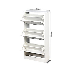 UFINEGO Shoe Rack with 3 Flip Doors Shoe Organizer for Entryway Organize Your Shoes in Style with Modern White Shoe Cabinet - 3 Flip Doors, 6 Layers of Storage Space, and Sturdy Structure