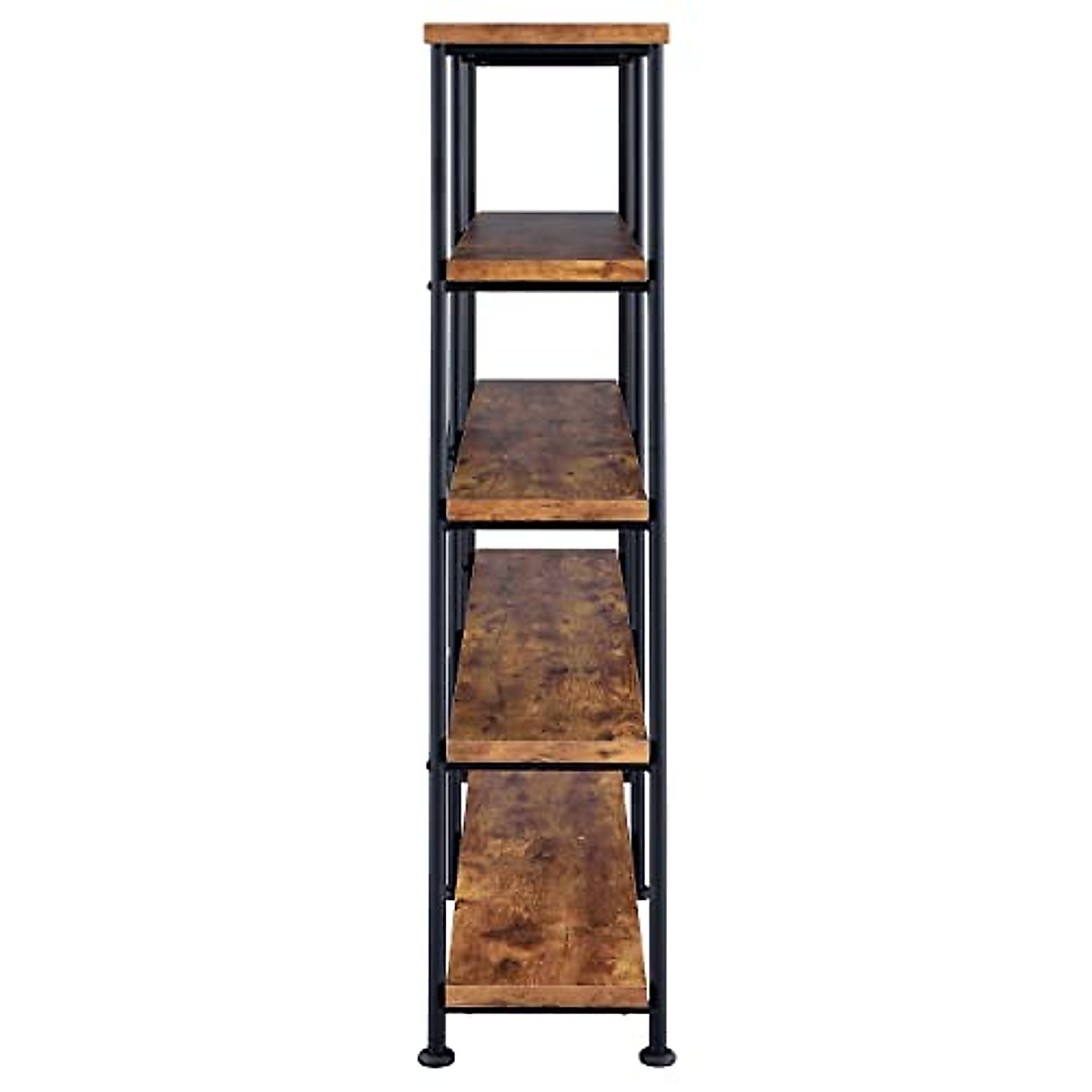 Coaster Analiese Rustic Industrial 60" 4-Shelf Wood Double Bookcase With Black Metal Frame, Brown Nutmeg