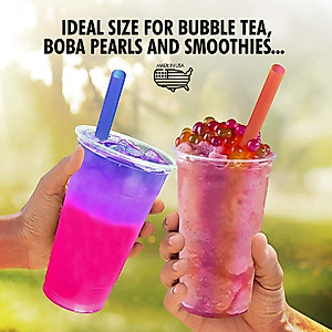 Large Milkshake Straws - Extra Wide Diameter - 50ct/Poly Bag. Cellophane Wrapped, Bright Colors Smoothie Iced Coffee Straws