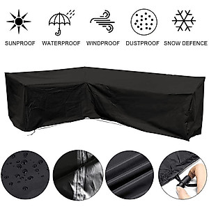 BOSKING Patio Furniture Covers 87"(Left) x112(Right) L-Shaped Sectional Garden Sofa Cover 420D Heavy Duty Waterproof Dustproof Furniture Protection Corner Sofa Cover for Outdoor Indoor Veranda Black