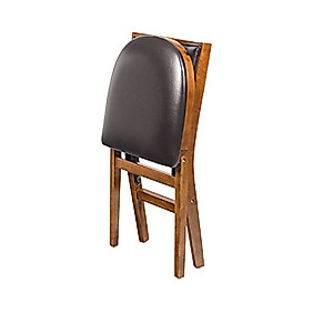 Meco STAKMORE Retro Upholstered Back Folding Chair Fruitwood Finish, Set of 2