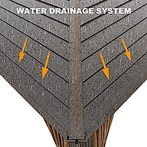 NOBLEMOOD 10’ x 13’ Hardtop Gazebo with Curtains and Netting, Double Roof Outdoor Gazebo with Polycarbonate Canopy, Aluminum Frame Permanent Gazebo for Patio Garden(Brown)