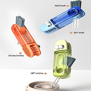 3 in 1 Cup Lid Cleaning Brush, 2024 New Crevice Cleaning Brush for Bottle Gap Tight Spaces Cup, Rotatable Kitchen Cleaning Brush Gadgets Cup Lid Cleaner Cup Mouth Scrubber (A)