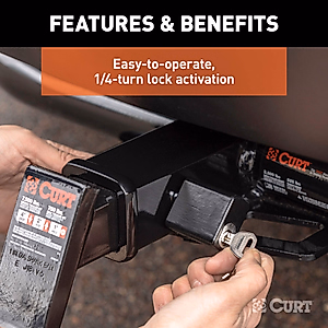 CURT 23024 Trailer Hitch Lock, 1/2-Inch Pin Diameter, 5/8-Inch Adapter, Fits 1-1/4 or 2-Inch Receiver