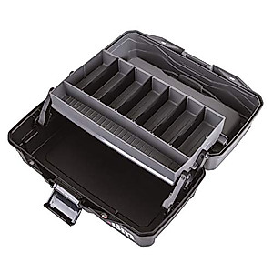 ArtBin 6891AG 1-Tray Art Supply Box, Portable Art & Craft Organizer with Lift-Up Tray, [1] Plastic Storage Case, Gray/Black