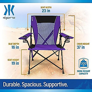 Kijaro Dual Lock Portable Camping Chairs - Enjoy the Outdoors with a Versatile Folding Chair, Sports Chair, Outdoor Chair & Lawn Chair - Dual Lock Feature Locks Position – Kawachi Purple