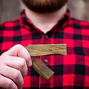Striking Viking Folding Wooden Comb - Men's Hair, Beard & Mustache Comb - Pocket Sized Sandal Wood Comb for Everyday Grooming, Use Dry or with Balms and Oils - Beard Gift for Men