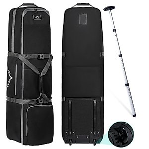 GoHimal Golf Travel Bag with Adjustable Support Rod, 900D Heavy Duty Oxford Fabric Golf Travel Case for Airlines with Wheels