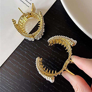 Hair Claw Hair Clip Hair Grip Angel Wings Rhinestones Small Shark Clip Hairpin High Ponytail Fixed Artifact Hair Accessories(pearl)