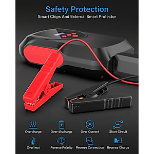 FORYOU Car Jump Starter with Air Compressor, 2000A 12-Volt Jumper Cables Jump Starter Box Car Battery Booster Pack (Up to 6-Liter Gasoline and 3-Liter Diesel Engines) Digital Screen(Black Red)