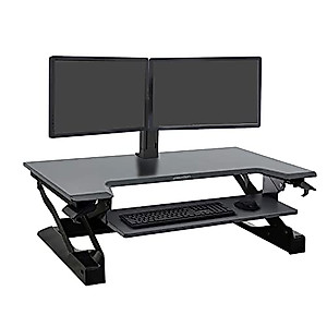 Ergotron – WorkFit-TL Standing Desk Converter, Dual Monitor Sit Stand Desk Riser for Tabletops – 37.5 Inch Width, Black