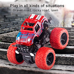 taessv Monster Truck Toys - Friction Powered Toy Cars Push and Go Vehicles for Kids Best Christmas Birthday Party Gift for Boys Girls Aged 3 and Above 4-Pack